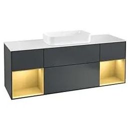 Villeroy & Boch Villeroy und Boch Finion Waschtischunterschrank G331HFHG 160cm, Abdeckplatte white matt, Emotion, Regale Gold matt lacquer, Midnight Blue Matt Lacquer