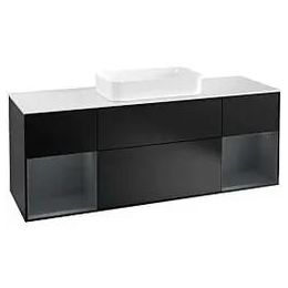 Villeroy & Boch Villeroy und Boch Finion Waschtischunterschrank G331HGPD 160cm, Abdeckplatte white matt, Emotion, Regale Midnight matt lacquer, Black matt lacquer