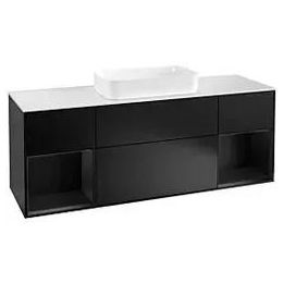 Villeroy & Boch Villeroy und Boch Finion Waschtischunterschrank G331PDPD 160cm, Abdeckplatte white matt, Emotion, Regale Black matt lacquer, Black matt lacquer