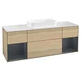 Villeroy & Boch Villeroy und Boch Finion Waschtischunterschrank G331HGPC 160cm, Abdeckplatte white matt, Emotion, Regale Midnight matt lacquer, Oak Veneer