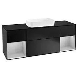 Villeroy & Boch Villeroy und Boch Finion Waschtischunterschrank G332GJPD 160cm, Abdeckplatte black matt, Emotion, Regale Light grey matt lacquer, Black matt lacquer