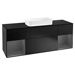 Villeroy & Boch Villeroy und Boch Finion Waschtischunterschrank G332GKPD 160cm, Abdeckplatte black matt, Emotion, Regale Anthracite matt lacquer, Black matt lacquer