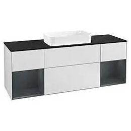 Villeroy & Boch Villeroy und Boch Finion Waschtischunterschrank G332HGMT 160cm, Abdeckplatte black matt, Emotion, Regale Midnight matt lacquer, White matt lacquer