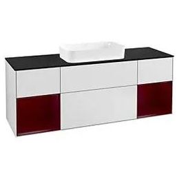 Villeroy & Boch Villeroy und Boch Finion Waschtischunterschrank G332HBMT 160cm, Abdeckplatte black matt, Emotion, Regale Peony matt lacquer, White matt lacquer