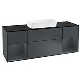 Villeroy & Boch Villeroy und Boch Finion Waschtischunterschrank G332HGHG 160cm, Abdeckplatte black matt, Emotion, Regale Midnight matt lacquer, Midnight Blue Matt Lacquer