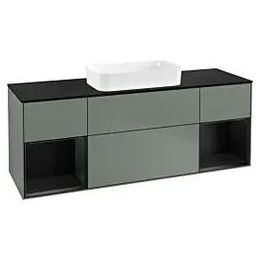 Villeroy & Boch Villeroy und Boch Finion Waschtischunterschrank G332PDGM 160cm, Abdeckplatte black matt, Emotion, Regale Black matt lacquer, Olive Matt Lacquer