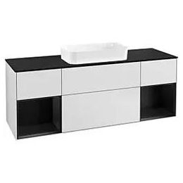 Villeroy & Boch Villeroy und Boch Finion Waschtischunterschrank G332PDMT 160cm, Abdeckplatte black matt, Emotion, Regale Black matt lacquer, White matt lacquer