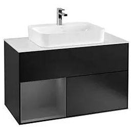 Villeroy & Boch Villeroy und Boch Finion Waschtischunterschrank G361GKPD 100cm, Abdeckplatte white matt, Emotion, Regal links Anthracite matt, Black matt lacquer