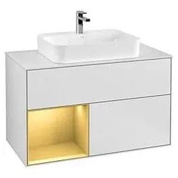 Villeroy & Boch Villeroy und Boch Finion Waschtischunterschrank G361HFMT 100cm, Abdeckplatte white matt, Emotion, Regal links Gold matt, White matt lacquer