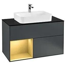 Villeroy & Boch Villeroy und Boch Finion Waschtischunterschrank G362HFHG 100cm, Abdeckplatte black matt, Emotion, Regal links Gold matt, Midnight Blue Matt Lacquer