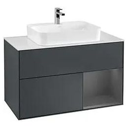 Villeroy & Boch Villeroy und Boch Finion Waschtischunterschrank G371GKHG 100cm, Abdeckplatte white matt, Emotion, Regal rechts Anthracite matt, Midnight Blue Matt Lacquer