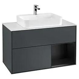 Villeroy & Boch Villeroy und Boch Finion Waschtischunterschrank G371PDHG 100cm, Abdeckplatte white matt, Emotion, Regal rechts Black matt lacquer, Midnight Blue Matt Lacquer