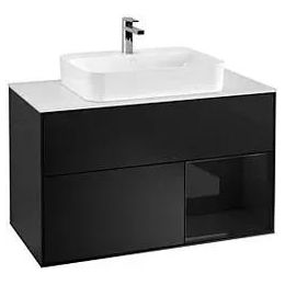 Villeroy & Boch Villeroy und Boch Finion Waschtischunterschrank G371PHPD 100cm, Abdeckplatte white matt, Emotion, Regal rechts Glossy Black Lacquer, Black matt lacquer