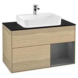 Villeroy & Boch Villeroy und Boch Finion Waschtischunterschrank G372GKPC 100cm, Abdeckplatte black matt, Emotion, Regal rechts Anthracite matt, Oak Veneer