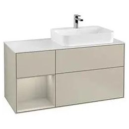 Villeroy & Boch Villeroy und Boch Finion Waschtischunterschrank G391HHHH 120cm, Abdeckplatte white matt, Emotion, Regal links Sand Matt Lacquer, Sand Matt Lacquer