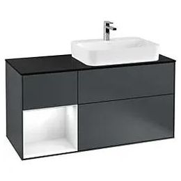 Villeroy & Boch Villeroy und Boch Finion Waschtischunterschrank G392GFHG 120cm, Abdeckplatte black matt, Emotion, Regal links Glossy white lacquer, Midnight Blue Matt Lacquer