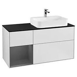 Villeroy & Boch Villeroy und Boch Finion Waschtischunterschrank G392GKMT 120cm, Abdeckplatte black matt, Emotion, Regal links Anthracite matt, White matt lacquer