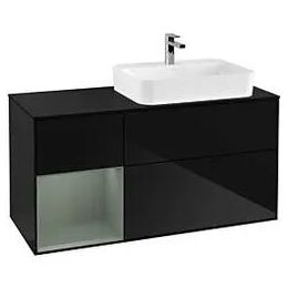 Villeroy & Boch Villeroy und Boch Finion Waschtischunterschrank G392GMPH 120cm, Abdeckplatte black matt, Emotion, Regal links Olive Matt Lacquer, Glossy Black Lacquer