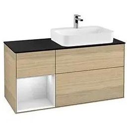 Villeroy & Boch Villeroy und Boch Finion Waschtischunterschrank G392MTPC 120cm, Abdeckplatte black matt, Emotion, Regal links White matt lacquer, Oak Veneer