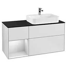 Villeroy & Boch Villeroy und Boch Finion Waschtischunterschrank G392MTMT 120cm, Abdeckplatte black matt, Emotion, Regal links White matt lacquer, White matt lacquer