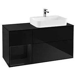 Villeroy & Boch Villeroy und Boch Finion Waschtischunterschrank G392PHPH 120cm, Abdeckplatte black matt, Emotion, Regal links Glossy Black Lacquer, Glossy Black Lacquer