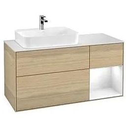 Villeroy & Boch Villeroy und Boch Finion Waschtischunterschrank G401GFPC 120cm, Abdeckplatte white matt, Emotion, Regal rechts Glossy white lacquer, Oak Veneer