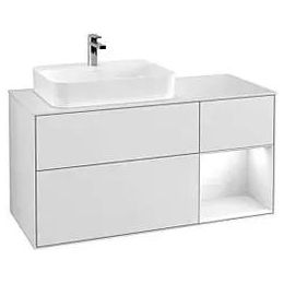 Villeroy & Boch Villeroy und Boch Finion Waschtischunterschrank G401GFMT 120cm, Abdeckplatte white matt, Emotion, Regal rechts Glossy white lacquer, White matt lacquer