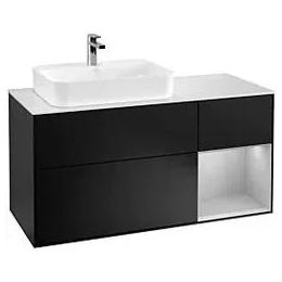 Villeroy & Boch Villeroy und Boch Finion Waschtischunterschrank G401GJPD 120cm, Abdeckplatte white matt, Emotion, Regal rechts Light grey matt, Black matt lacquer