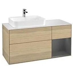 Villeroy & Boch Villeroy und Boch Finion Waschtischunterschrank G401GKPC 120cm, Abdeckplatte white matt, Emotion, Regal rechts Anthracite matt, Oak Veneer