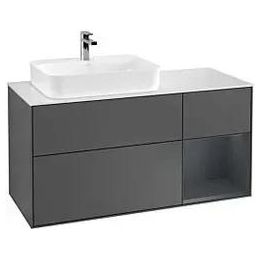 Villeroy & Boch Villeroy und Boch Finion Waschtischunterschrank G401HGGK 120cm, Abdeckplatte white matt, Emotion, Regal rechts Midnight Blue Matt Lacquer, Anthracite matt