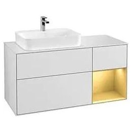 Villeroy & Boch Villeroy und Boch Finion Waschtischunterschrank G401HFMT 120cm, Abdeckplatte white matt, Emotion, Regal rechts Gold matt, White matt lacquer