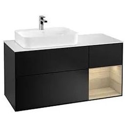 Villeroy & Boch Villeroy und Boch Finion Waschtischunterschrank G401PCPD 120cm, Abdeckplatte white matt, Emotion, Regal rechts Oak Veneer, Black matt lacquer