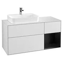 Villeroy & Boch Villeroy und Boch Finion Waschtischunterschrank G401PDMT 120cm, Abdeckplatte white matt, Emotion, Regal rechts Black matt lacquer, White matt lacquer