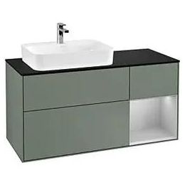 Villeroy & Boch Villeroy und Boch Finion Waschtischunterschrank G402GJGM 120cm, Abdeckplatte black matt, Emotion, Regal rechts Light grey matt, Olive Matt Lacquer