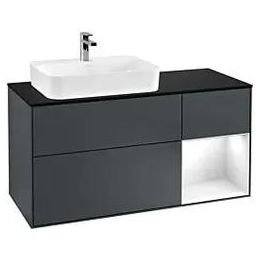 Villeroy & Boch Villeroy und Boch Finion Waschtischunterschrank G402GFHG 120cm, Abdeckplatte black matt, Emotion, Regal rechts Glossy white lacquer, Midnight Blue Matt Lacquer