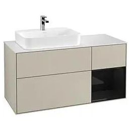 Villeroy & Boch Villeroy und Boch Finion Waschtischunterschrank G401PHHH 120cm, Abdeckplatte white matt, Emotion, Regal rechts Glossy Black Lacquer, Sand Matt Lacquer