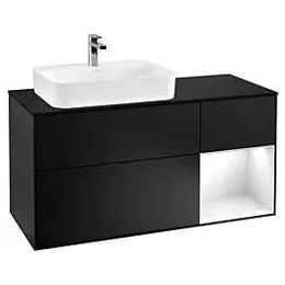 Villeroy & Boch Villeroy und Boch Finion Waschtischunterschrank G402GFPD 120cm, Abdeckplatte black matt, Emotion, Regal rechts Glossy white lacquer, Black matt lacquer