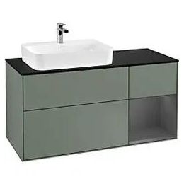 Villeroy & Boch Villeroy und Boch Finion Waschtischunterschrank G402GKGM 120cm, Abdeckplatte black matt, Emotion, Regal rechts Anthracite matt, Olive Matt Lacquer