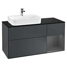 Villeroy & Boch Villeroy und Boch Finion Waschtischunterschrank G402GKHG 120cm, Abdeckplatte black matt, Emotion, Regal rechts Anthracite matt, Midnight Blue Matt Lacquer