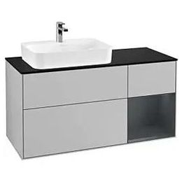 Villeroy & Boch Villeroy und Boch Finion Waschtischunterschrank G402HGGJ 120cm, Abdeckplatte black matt, Emotion, Regal rechts Midnight Blue Matt Lacquer, Light grey matt