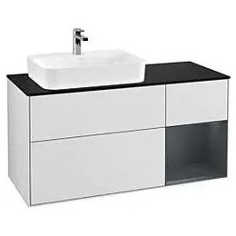 Villeroy & Boch Villeroy und Boch Finion Waschtischunterschrank G402HGMT 120cm, Abdeckplatte black matt, Emotion, Regal rechts Midnight Blue Matt Lacquer, White matt lacquer