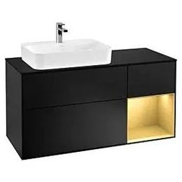 Villeroy & Boch Villeroy und Boch Finion Waschtischunterschrank G402HFPD 120cm, Abdeckplatte black matt, Emotion, Regal rechts Gold matt, Black matt lacquer