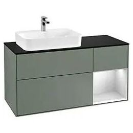 Villeroy & Boch Villeroy und Boch Finion Waschtischunterschrank G402MTGM 120cm, Abdeckplatte black matt, Emotion, Regal rechts White matt lacquer, Olive Matt Lacquer