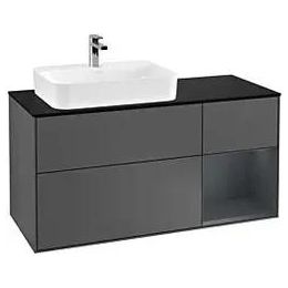 Villeroy & Boch Villeroy und Boch Finion Waschtischunterschrank G402HGGK 120cm, Abdeckplatte black matt, Emotion, Regal rechts Midnight Blue Matt Lacquer, Anthracite matt