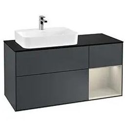 Villeroy & Boch Villeroy und Boch Finion Waschtischunterschrank G402HHHG 120cm, Abdeckplatte black matt, Emotion, Regal rechts Sand Matt, Midnight Blue Matt Lacquer