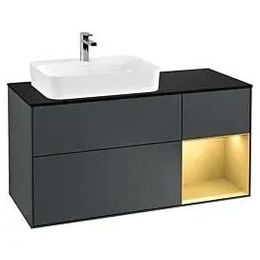 Villeroy & Boch Villeroy und Boch Finion Waschtischunterschrank G402HFHG 120cm, Abdeckplatte black matt, Emotion, Regal rechts Gold matt, Midnight Blue Matt Lacquer