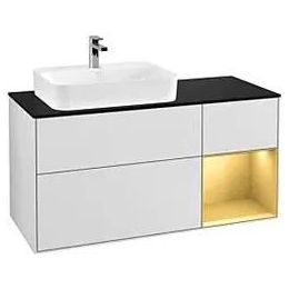 Villeroy & Boch Villeroy und Boch Finion Waschtischunterschrank G402HFMT 120cm, Abdeckplatte black matt, Emotion, Regal rechts Gold matt, White matt lacquer