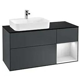 Villeroy & Boch Villeroy und Boch Finion Waschtischunterschrank G402MTHG 120cm, Abdeckplatte black matt, Emotion, Regal rechts White matt lacquer, Midnight Blue Matt Lacquer