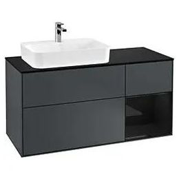 Villeroy & Boch Villeroy und Boch Finion Waschtischunterschrank G402PHHG 120cm, Abdeckplatte black matt, Emotion, Regal rechts Glossy Black Lacquer, Midnight Blue Matt Lacquer