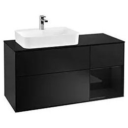 Villeroy & Boch Villeroy und Boch Finion Waschtischunterschrank G402PHPD 120cm, Abdeckplatte black matt, Emotion, Regal rechts Glossy Black Lacquer, Black matt lacquer